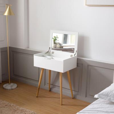China Brown White Wooden Dressing Table With Mirror Large Capacity Luxury For Bedroom Home for sale