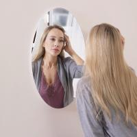 China Durable Wall Mounted Makeup Mirrors Oval Frameless Bathroom Mirror for sale