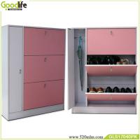 China Pink Adjustable Wooden Shoe Rack Cabinet With Umbrella Storage Cabinet for sale