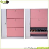 China Pink Adjustable Wooden Shoe Rack Cabinet With Umbrella Storage Cabinet for sale