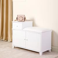 China White Retro Style Shoe Rack With Seat E1 MDF Shoe Storage Bench With Cushion for sale