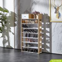 China NC Painting MDF Wooden Storage Shelf 7 Layers 140cm Height For Saving Space for sale