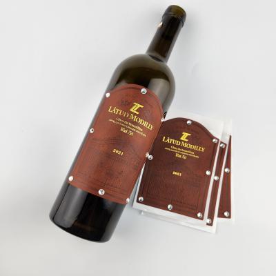 China Custom PU Leather Wine Labels with Gold/Silver Foil Stamping - 500pcs MOQ, 5-7 Day Production for sale