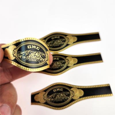 China Custom Cigar Band Labels with Gold Foil Embossing - 500pcs MOQ, 5-7 Day Delivery, Waterproof & Heat-Resistant for sale