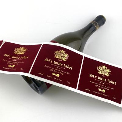 China Custom Red Velvet Wine Labels with Gold Silver Embossing - Waterproof Flocking Texture for Glass Bottles - 500pcs MOQ for sale