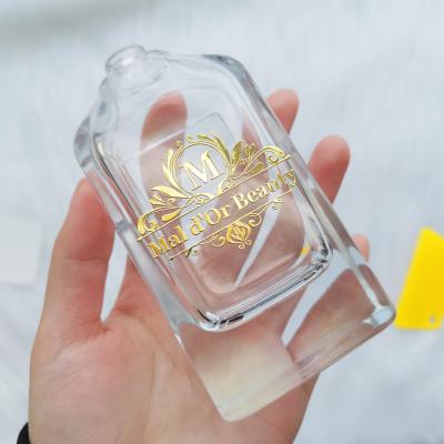 China Custom Logo Perfume Bottle Labels with 3D Embossed Gold Foil Hot Stamping - 500pcs MOQ, 5-7 Day Delivery for sale