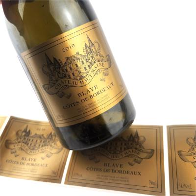 China Custom Gold Foil Beer Labels - Waterproof Self-Adhesive Stickers with 500pcs MOQ and 5-7 Day Production for sale