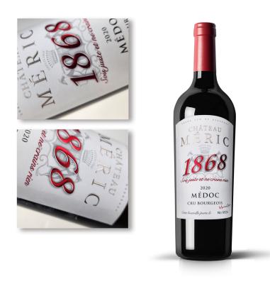 China Custom Waterproof Wine Bottle Labels with Strong Adhesive - 500pcs MOQ, 5-7 Day Production for sale
