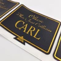 China Custom PU Leather Wine Labels with Gold Foil Stamping - 500pcs MOQ, 5-7 Day Production, Waterproof Adhesive for sale