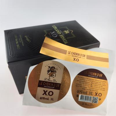 China Custom 3D Embossed Gold Foil Whiskey Brandy Wine Bottle Labels - 500pcs MOQ, 5-7 Day Delivery for sale