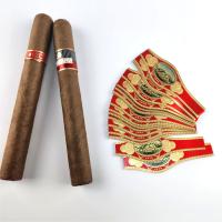 China Custom Luxury Cigar Labels with Gold Foil Embossing - Waterproof Self-Adhesive Stickers, 500pcs MOQ, 5-7 Day Production for sale