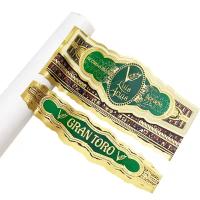 China Custom Luxury Cigar Labels with Gold Foil Embossing - Waterproof Self-Adhesive Stickers, 500pcs MOQ, 5-7 Day Production for sale