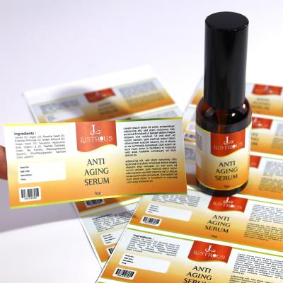 China Custom Transparent PVC Cosmetic Bottle Labels - Waterproof Adhesive Stickers with 500pcs MOQ and 5-7 Day Delivery for sale
