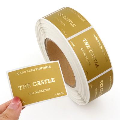 China Custom Aluminum Perfume Cosmetic Bottle Labels with Colored Foil Finish - 500pcs MOQ, 5-7 Day Delivery for sale