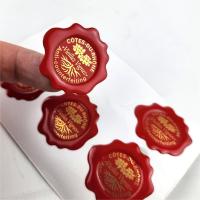China Custom D3 Self-Adhesive Wax Seal Stickers with Gold Logo - 500pcs MOQ, 5-7 Day Delivery for Envelopes and Packaging for sale