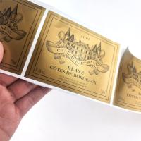 China Custom Gold Foil Wine Labels with 500pcs MOQ | Waterproof Self-Adhesive Stickers for Bottle Packaging for sale