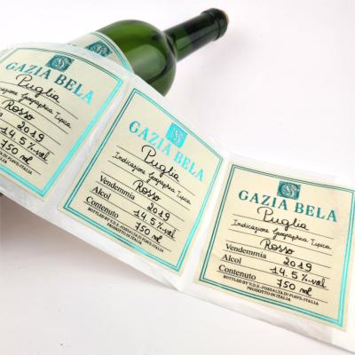 China Custom Wine Label Premium Texture Paper Wine Bottle Packaging Labels UV Printing Foil Stamping Wine Bottles Labels for sale