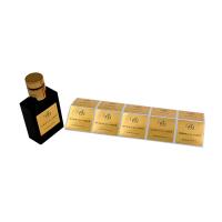 China Custom Gold Foil Perfume Bottle Labels with 3D Embossing - 500pcs MOQ, Waterproof Aluminum Stickers for sale