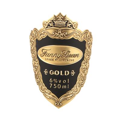 China Custom Metal Aluminum Wine Label Stickers with Embossed Design - 500pcs MOQ, 5-7 Day Production for sale