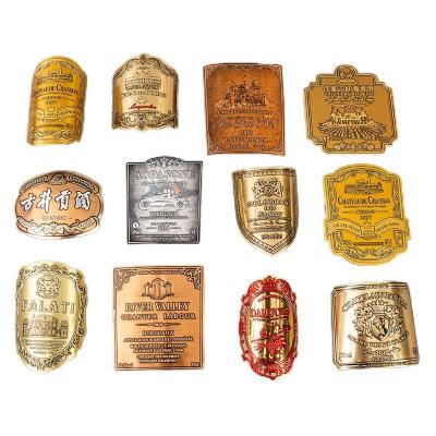 China Custom Gold Embossed Aluminum Metal Labels for Wine Bottles - 500pcs MOQ with 5-7 Day Production for sale