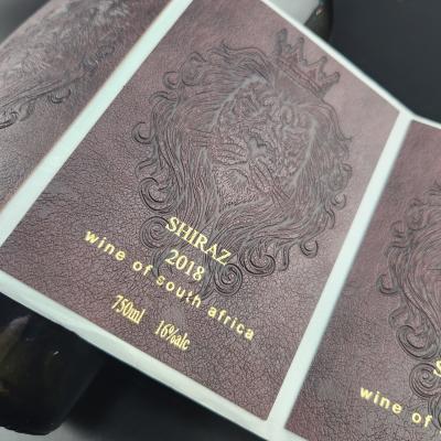 China Custom PU Leather Wine Bottle Labels with Gold Foil Embossing - Waterproof 500pcs MOQ 5-7 Day Delivery for sale