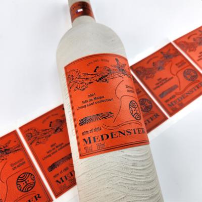 China Orange PU Leather Custom Wine Labels - 500 MOQ with 5-7 Day Production, Gold Foil & Embossing Options for sale