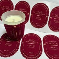 China Custom Velvet Embossed Gold Candle Labels with Logo Printing - 500pcs MOQ, 5-7 Day Delivery for sale