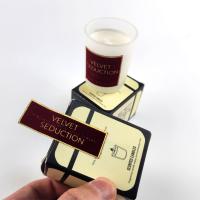China Custom Velvet Candle Labels with Gold Foil Stamping - 500pcs MOQ, 5-7 Day Delivery, Waterproof & Heat-Resistant for sale