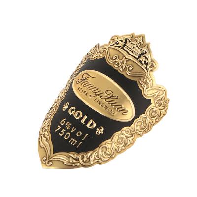 China Custom Metal 3D Gold Foil Labels - 500pcs MOQ with Laser Engraving for Premium Bottle Branding for sale