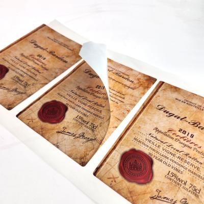 China Custom Wine Sticker Wine Label for Red Wine Label Printing for sale
