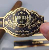 China Premium Unique OEM Waterproof Vinyl Printed Customized Cigar Ring with Gold Embossed Printing Personal Branding Label Sticker for sale