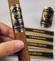 China Premium Unique OEM Waterproof Vinyl Printed Customized Cigar Ring with Gold Embossed Printing Personal Branding Label Sticker for sale