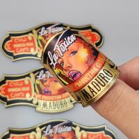 China 2025 Hot Sale Waterproof High Quality Custom Cigar Label Gold Foil Printing with Private Logo & Brands Embossed Printing Quick Sticker for sale