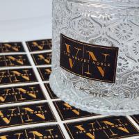 China High Quality Customized Embossed UV Gold Foil Printing Card Press Gold Art Paper Velvet Gold Stamping Label Sticker for Perfume & Party for sale