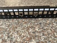 China CAT6A Keystone Jack Panel 24 Ports Cold Rolled Steel 19 Inch Rack Patch Panel for sale