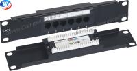 China Cold Rolled Steel Network Patch Panels 6 Port 1U 10 Inch Keystone Patch Panel for sale