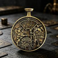 China Solid Zinc Alloy Dual-Sided 3D Epic Dragon/Battle Relief Metal Dice Spinner with Press-to-Spin Mechanism for sale