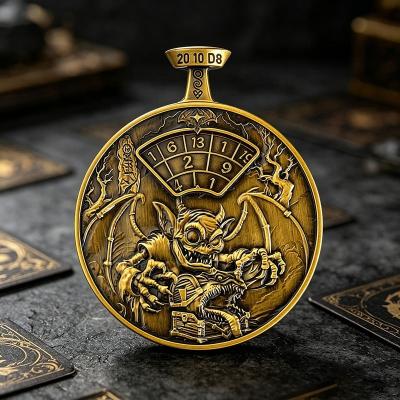 China Press-to-Spin Mechanism Metal Dice Spinner with Dual-Sided 3D Dragon Relief and Zinc Alloy Construction for sale