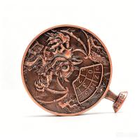 China Dual-Sided 3D Epic Dragon/Battle Relief Metal Dice Spinner with Press-to-Spin Mechanism and Zinc Alloy Construction for sale