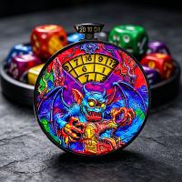 China Premium Antique Copper Metal Dice Spinner with 7-in-1 Dual Sided Design and Press-to-Spin Mechanism for TRPG Gaming for sale
