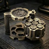 China Heavy Duty Zinc Alloy Metal Dice Set with 7 Bullet Shaped DND Dice and Sliding Hidden Case for TRPG Players for sale