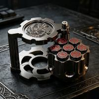 China Heavy Duty Zinc Alloy Metal Dice Set with 7 Bullet Shaped DND Dice and Sliding Hidden Case for TRPG Players for sale