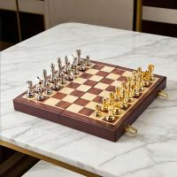 China Folding Design Durable Aluminum Alloy Portable Metal Chess Set for Family Travel and Games for sale