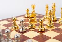 China Folding Design Durable Aluminum Alloy Portable Metal Chess Set for Family Travel and Games for sale