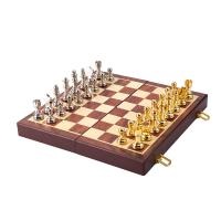 China Folding Design Durable Aluminum Alloy Portable Metal Chess Set for Family Travel and Games for sale