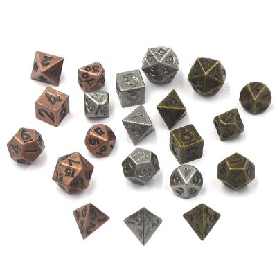 China 7 Piece Zinc Alloy 6mm Mini Polyhedral Metal Dice Set with Customized Logo for DND Games for sale