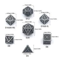 China Customizable Logo Zinc Alloy Metal Dice Set 14mm-20mm Polyhedral DND Dice for RPG Games for sale