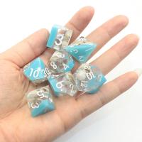 China Wholesale Transparent Glitter Polyhedral Resin Dice Set with Custom Logo for DND Games in 14-20mm Size for sale