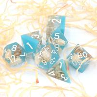 China Wholesale Transparent Glitter Polyhedral Resin Dice Set with Custom Logo for DND Games in 14-20mm Size for sale