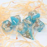 China Wholesale Transparent Glitter Polyhedral Resin Dice Set with Custom Logo for DND Games in 14-20mm Size for sale